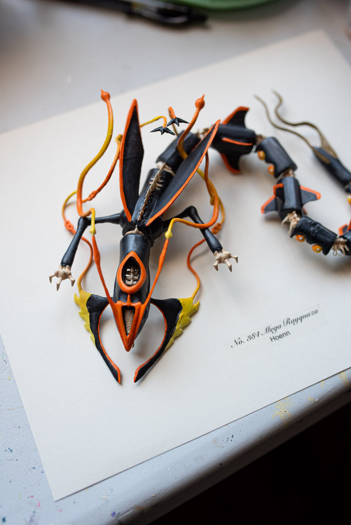 Shiny Mega Rayquaza Taxidermy - 8x10 Shadowbox – Overcast Oddities